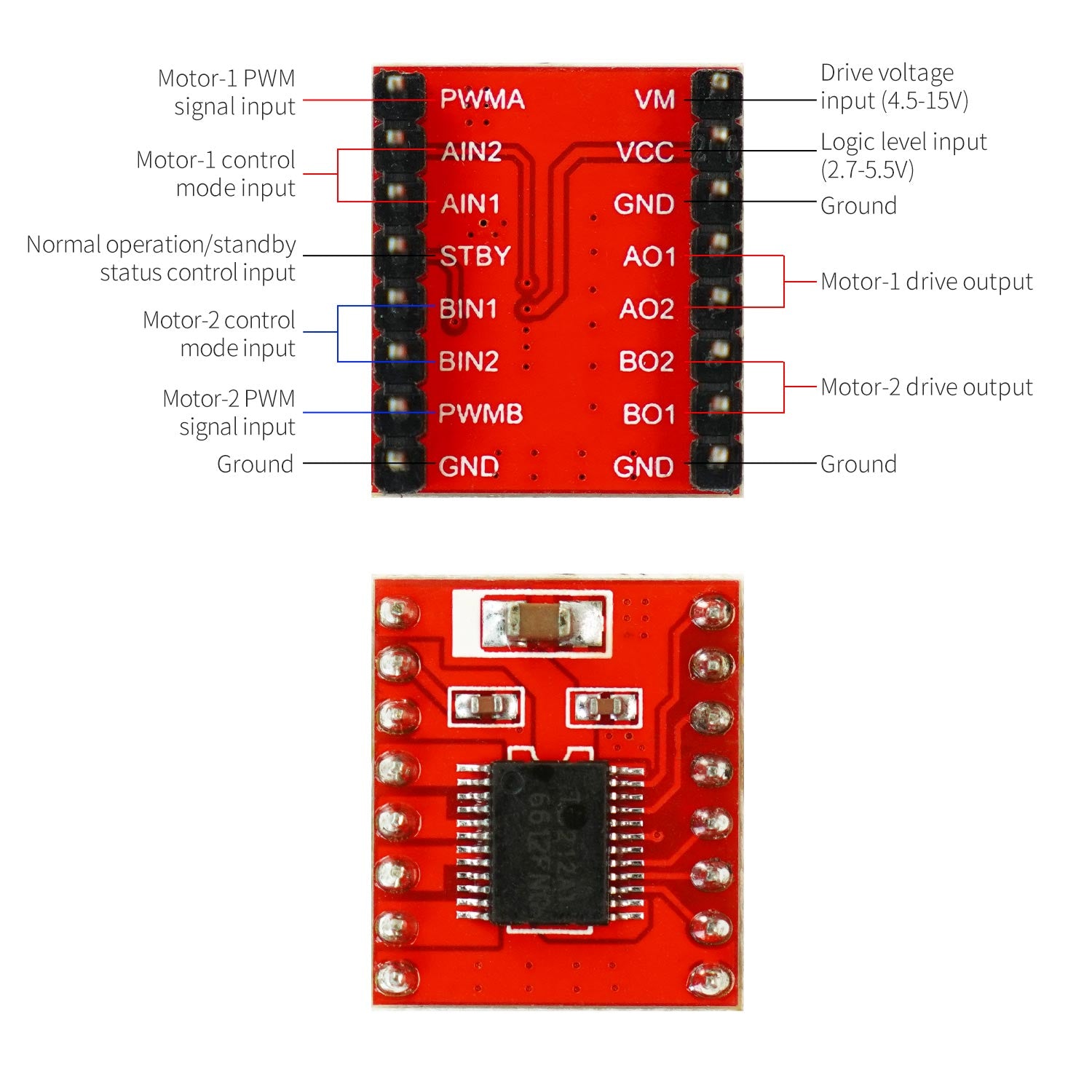 2-Channel Motor Drive Module AT8236 Chip Support 5-12V Power Supply