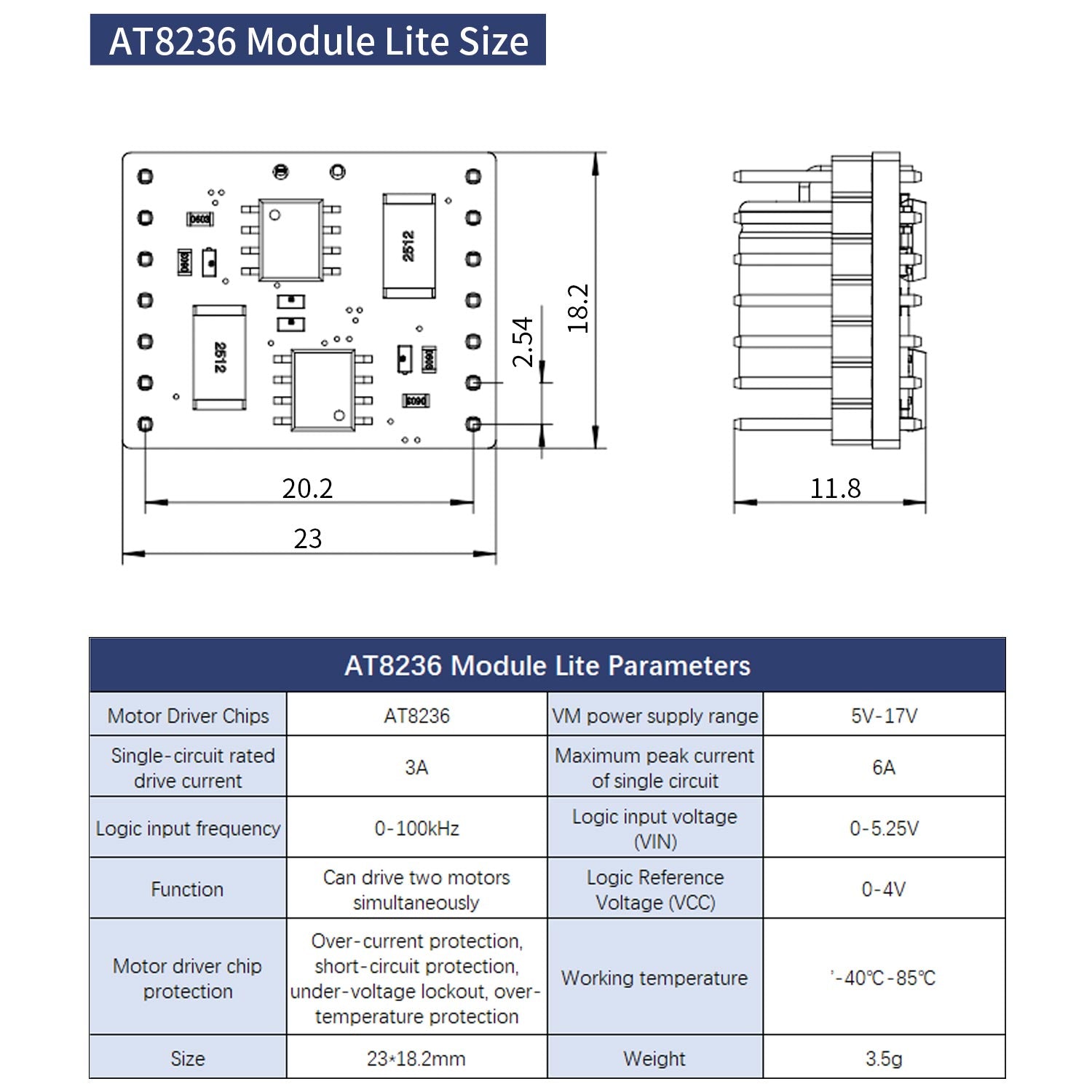 2-Channel Motor Drive Module AT8236 Chip Support 5-12V Power Supply