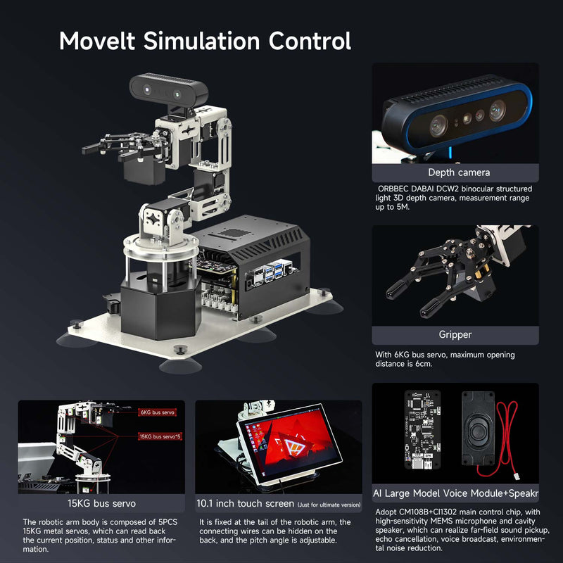 DOFBOT Pro 3D Depth Vision Robotic Arm for NANO 4GB/Orin NANO/Orin NX