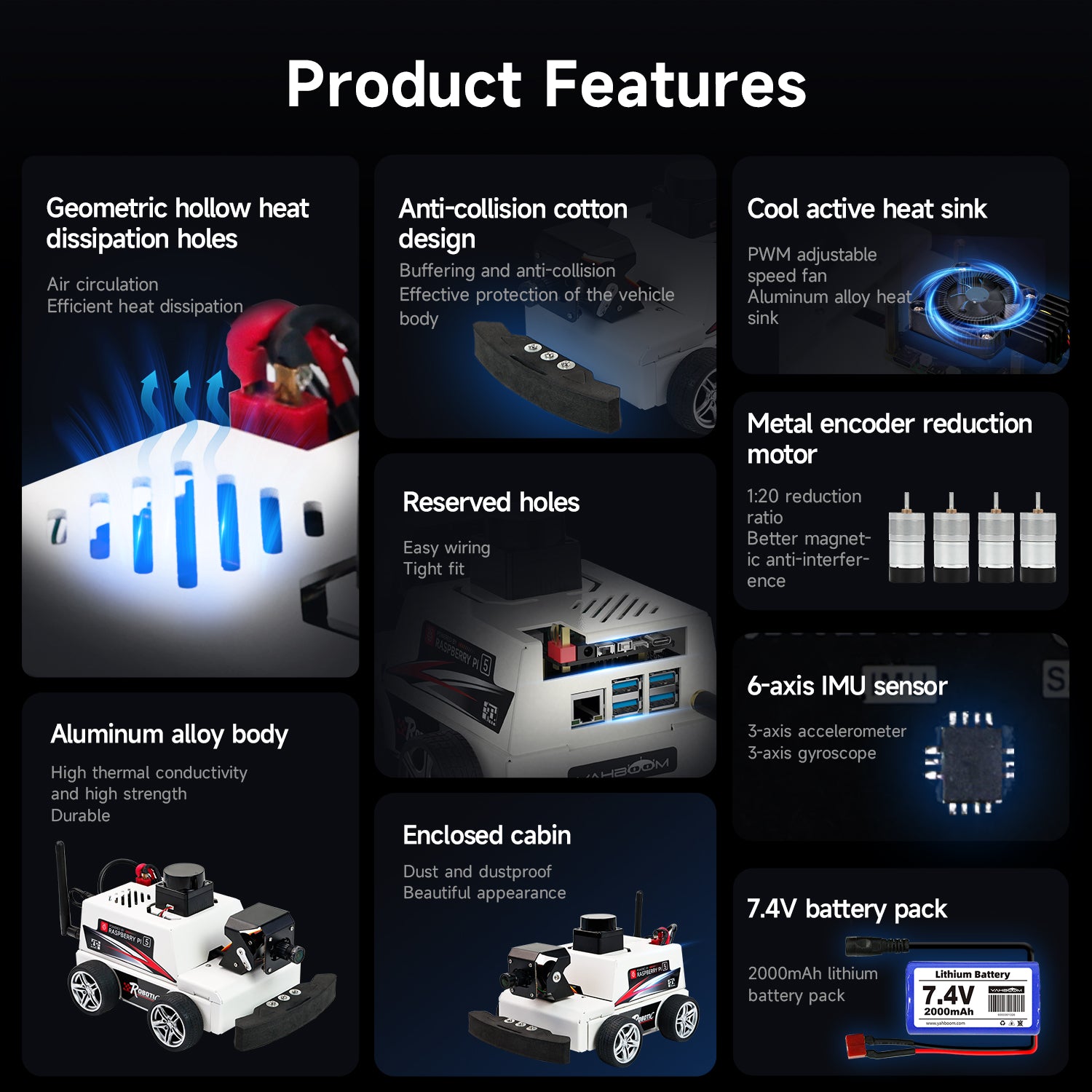 Raspberry Pi 5 Car Kit ROS2 Robot Support Python3 Programming