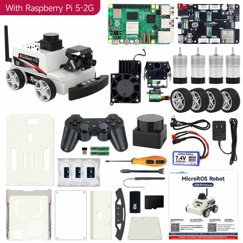 Raspberry Pi 5 Car Kit ROS2 Robot Support Python3 Programming