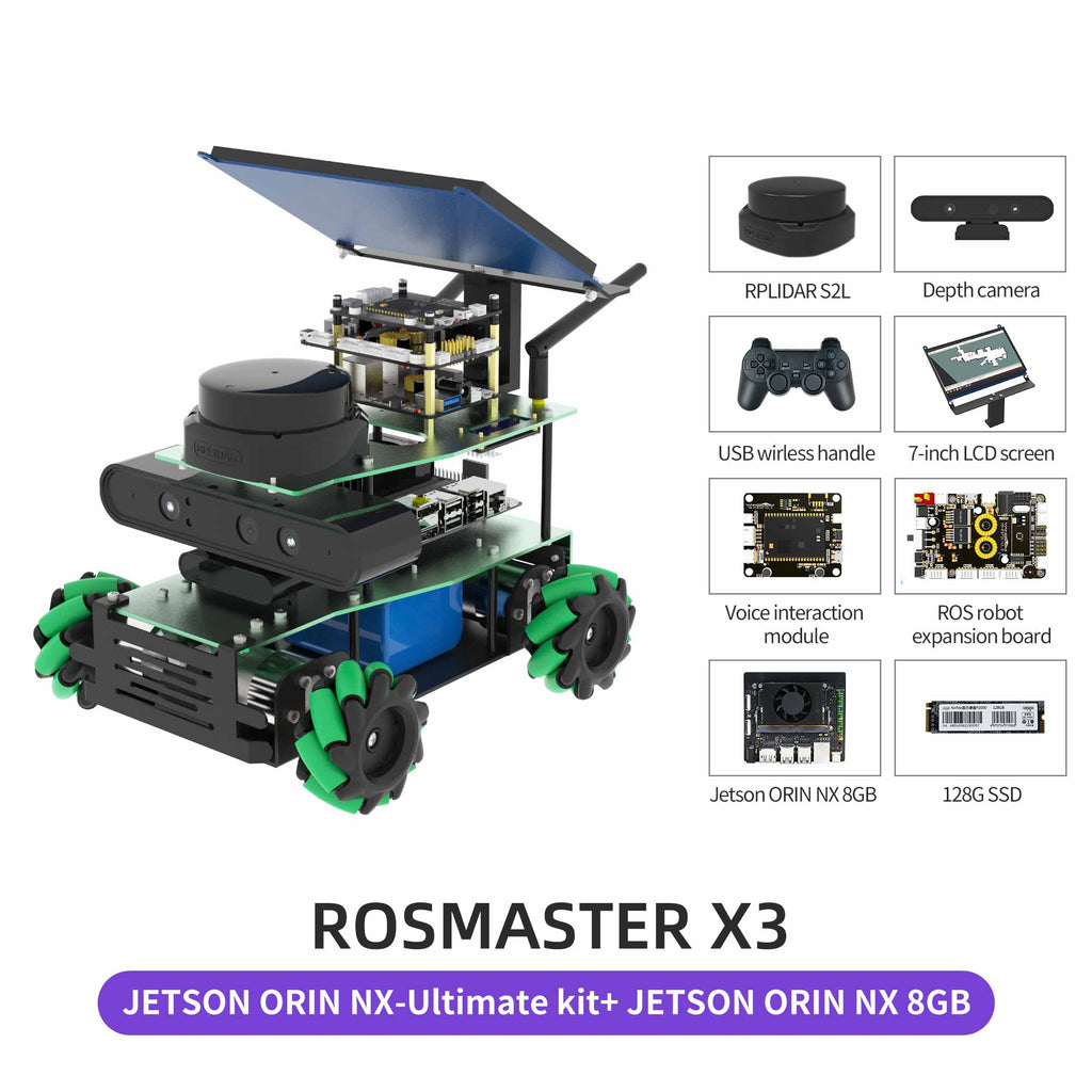ROSMASTER X3 ROS2 Robot with Mecanum Wheel for Jetson NANO 4GB/Orin NANO/Orin NX/RaspberryPi 5 ...