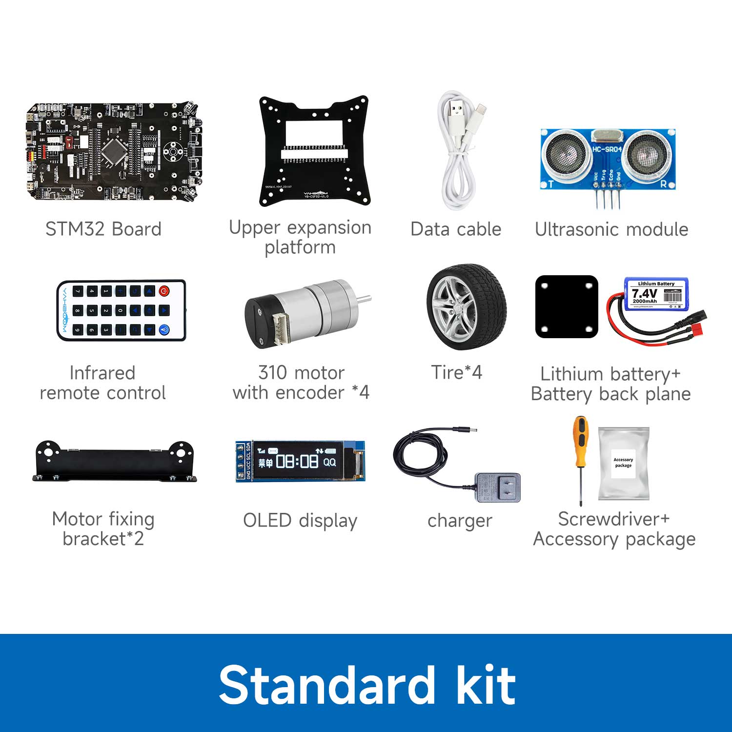 Yahboom STM32 Smart Car with buzzer OLED Ultrasonic Module 310 Motor