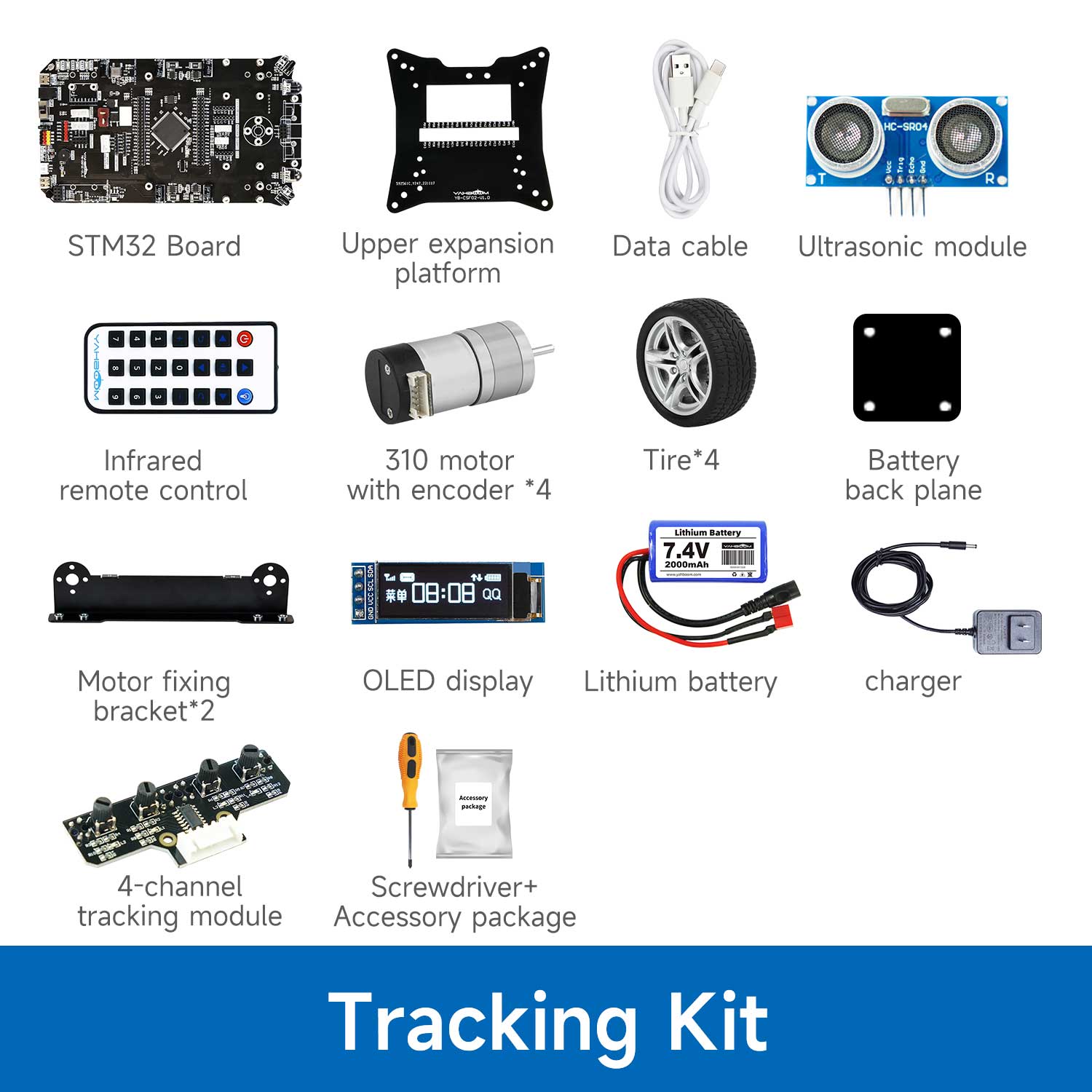 Yahboom STM32 Smart Car with Buzzer OLED Ultrasonic Module 310 Motor