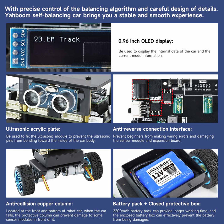 STM32 Self-balancing Robot Car Kit Support APP Control (Load:4KG)
