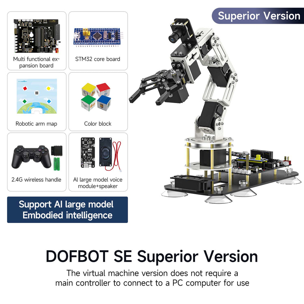 DOFBOT SE AI Vision ROS2 Robotic Arm Adopt Virtual Machine Control