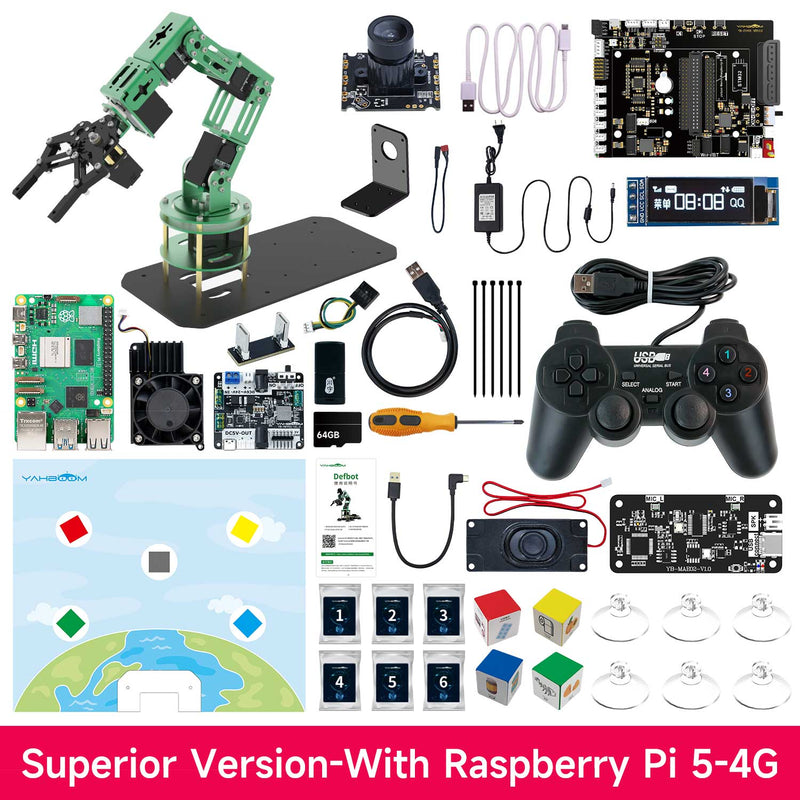 6DOF RaspebrryPi Robotic Arm with HD Camera Use ROS2 Python Programming