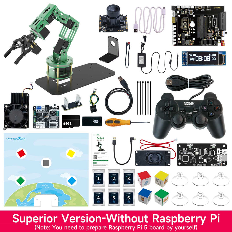6DOF RaspebrryPi Robotic Arm with HD Camera Use ROS2 Python Programming
