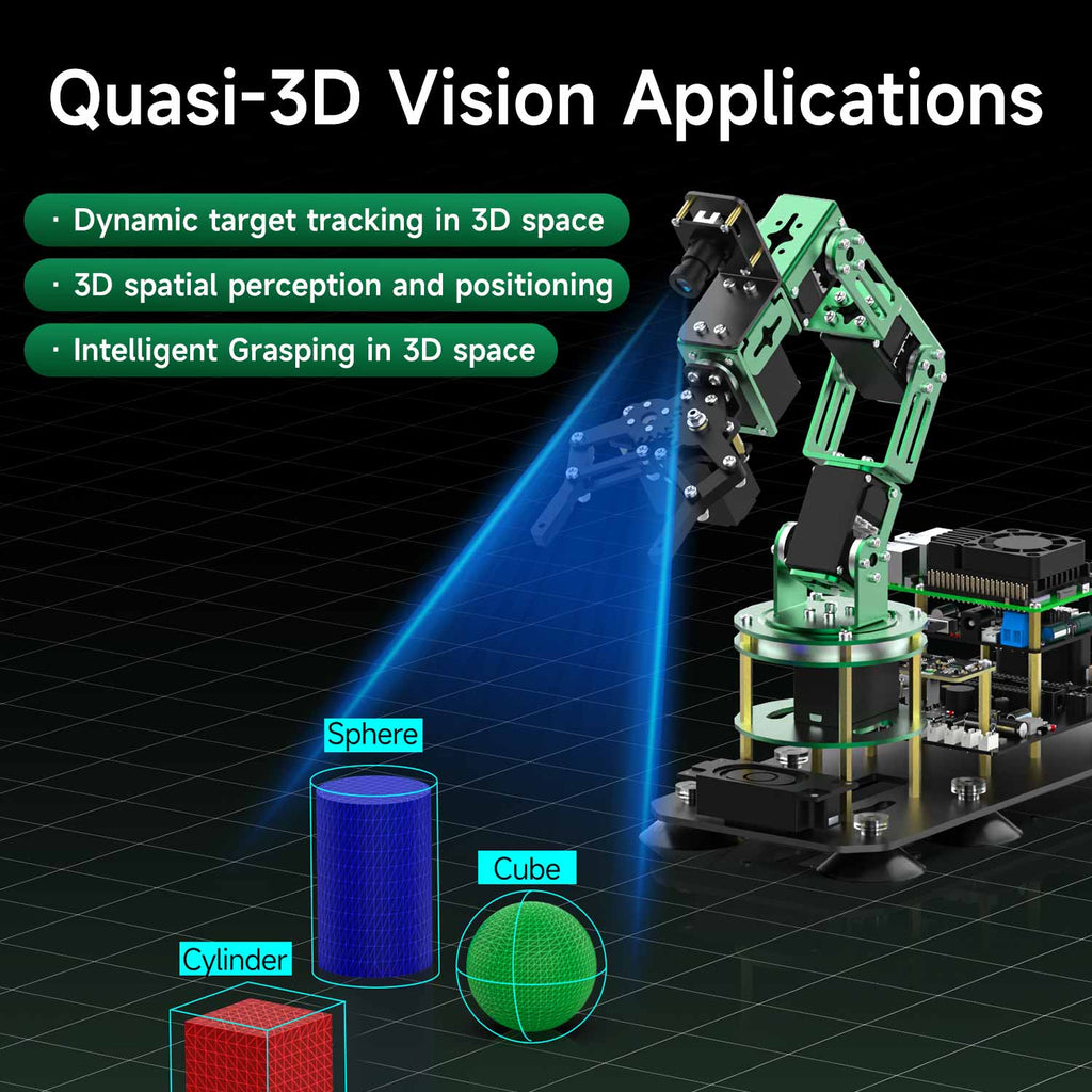 6DOF RaspebrryPi Robotic Arm with HD Camera Use ROS2 Python Programming