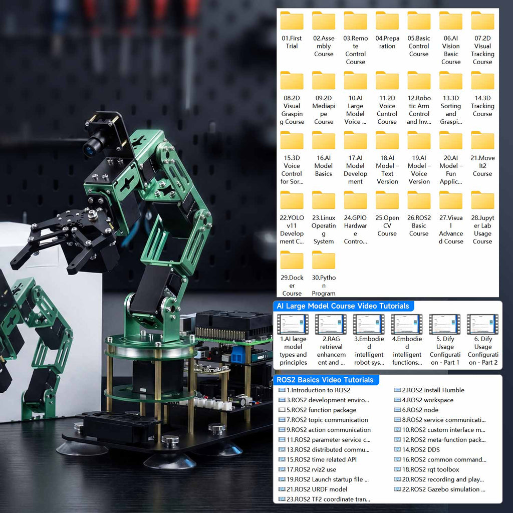 6DOF RaspebrryPi Robotic Arm with HD Camera Use ROS2 Python Programming