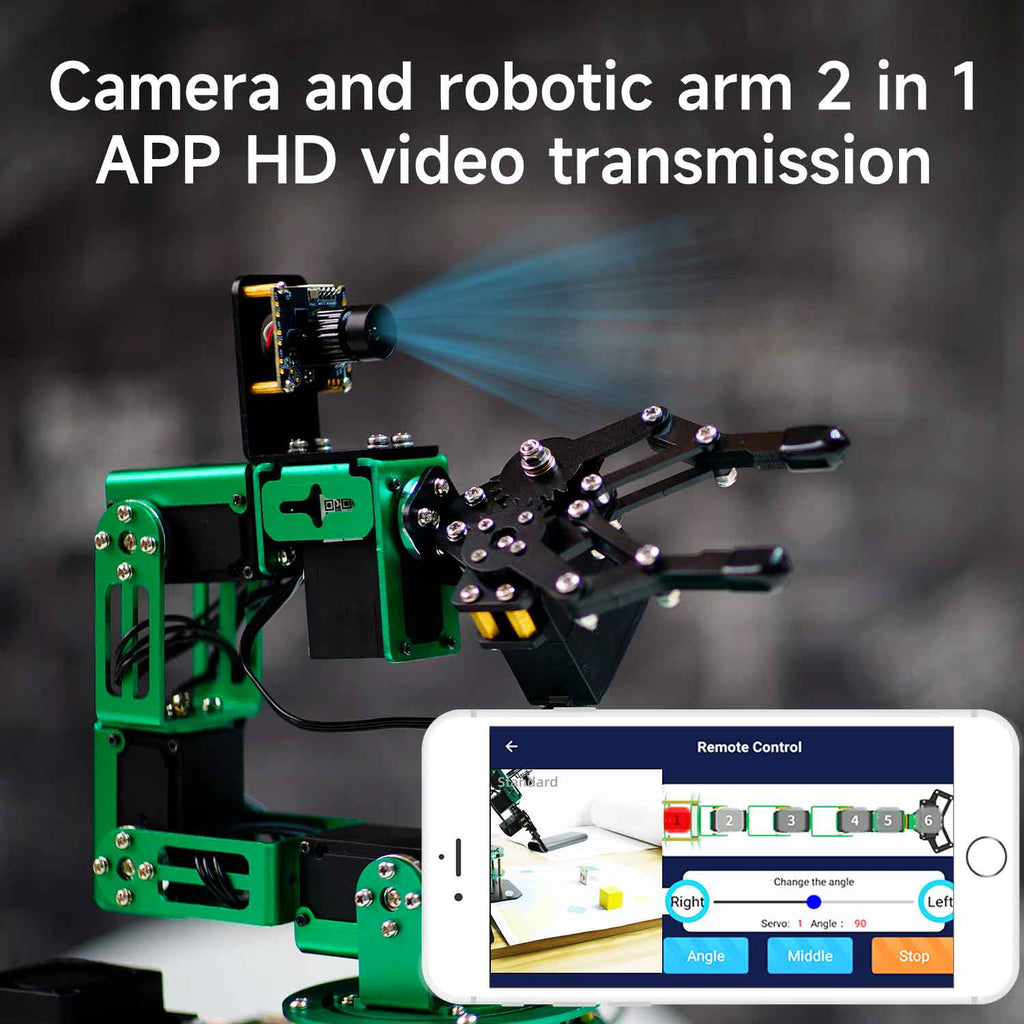 6DOF RaspebrryPi Robotic Arm with HD Camera Use ROS2 Python Programming