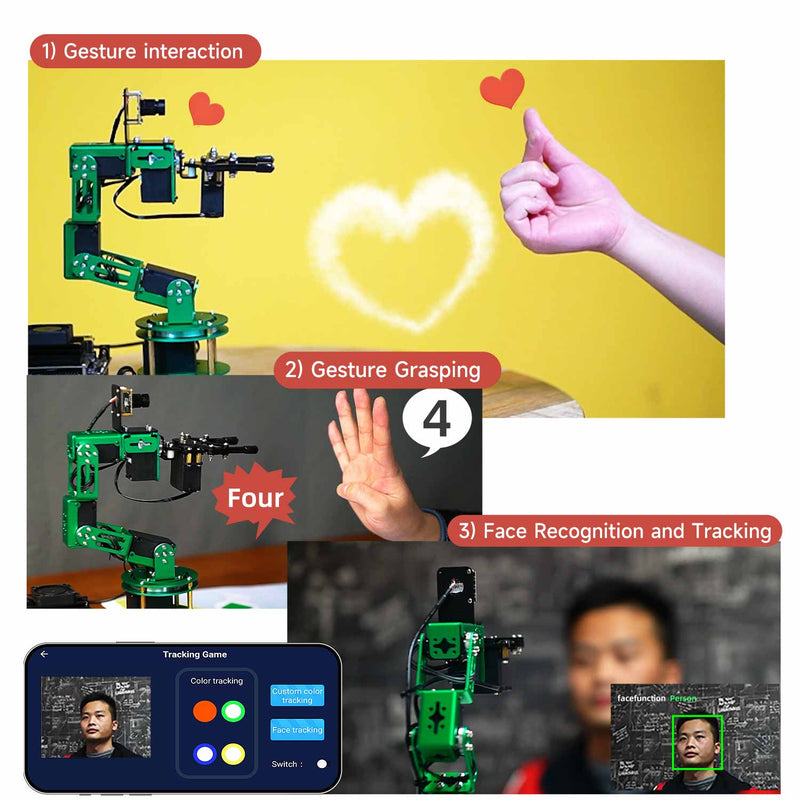 6DOF RaspebrryPi Robotic Arm with HD Camera Use ROS2 Python Programming
