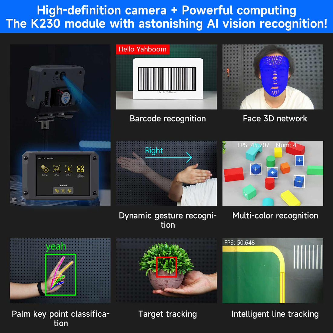 Yahboom K230 Vision Recognition Module AI Intelligent Camera