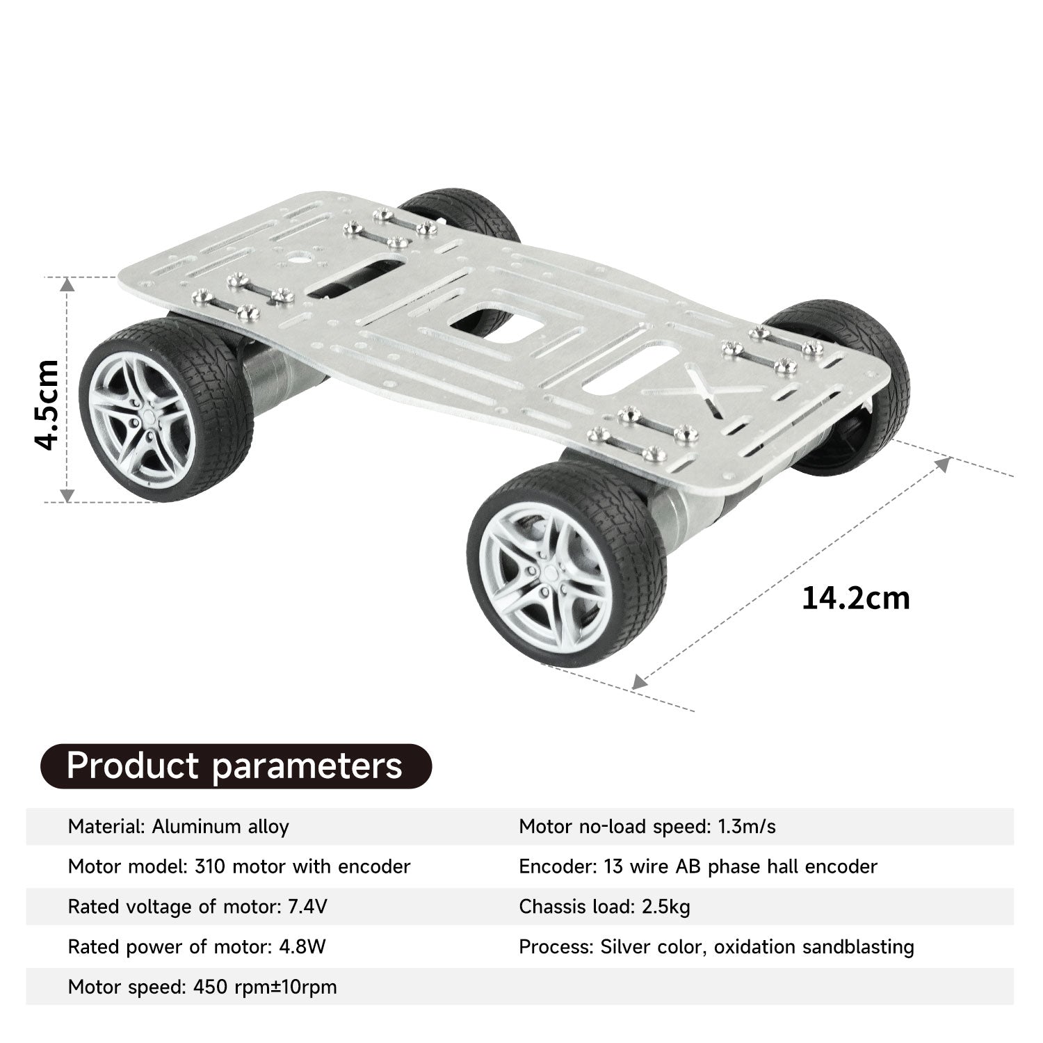 Yahboom Mini Smart Car Chassis Kit With 310 Encoder Motor for RC Car
