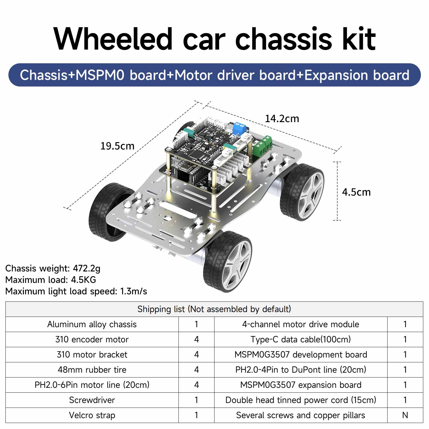 Yahboom Mini Smart Car Chassis Kit With 310 Encoder Motor for RC Car