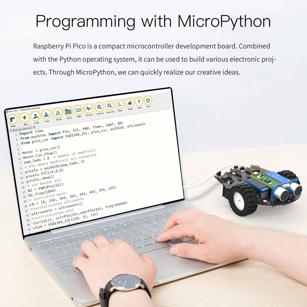 Yahboom Raspberry Pi Pico Car Robot Kit Adopt Micropython Programming