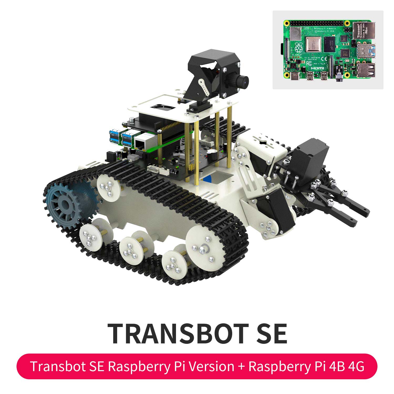 ROS AI Vision Tank with 3DOF Robotic Arm for Raspberry Pi Jetson NANO