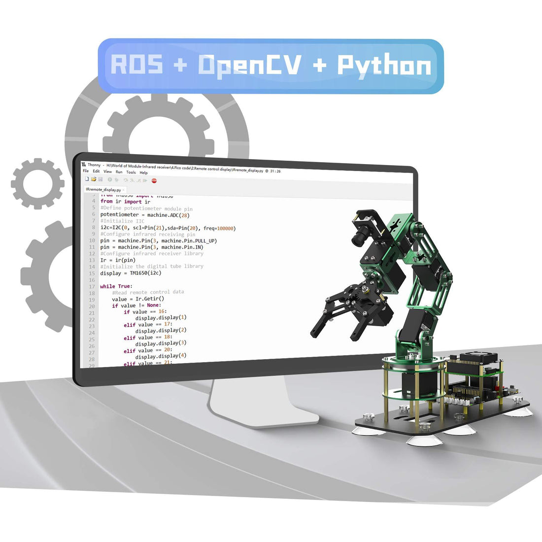 6DOF RaspebrryPi Robotic Arm with HD Camera Use ROS Python Programming